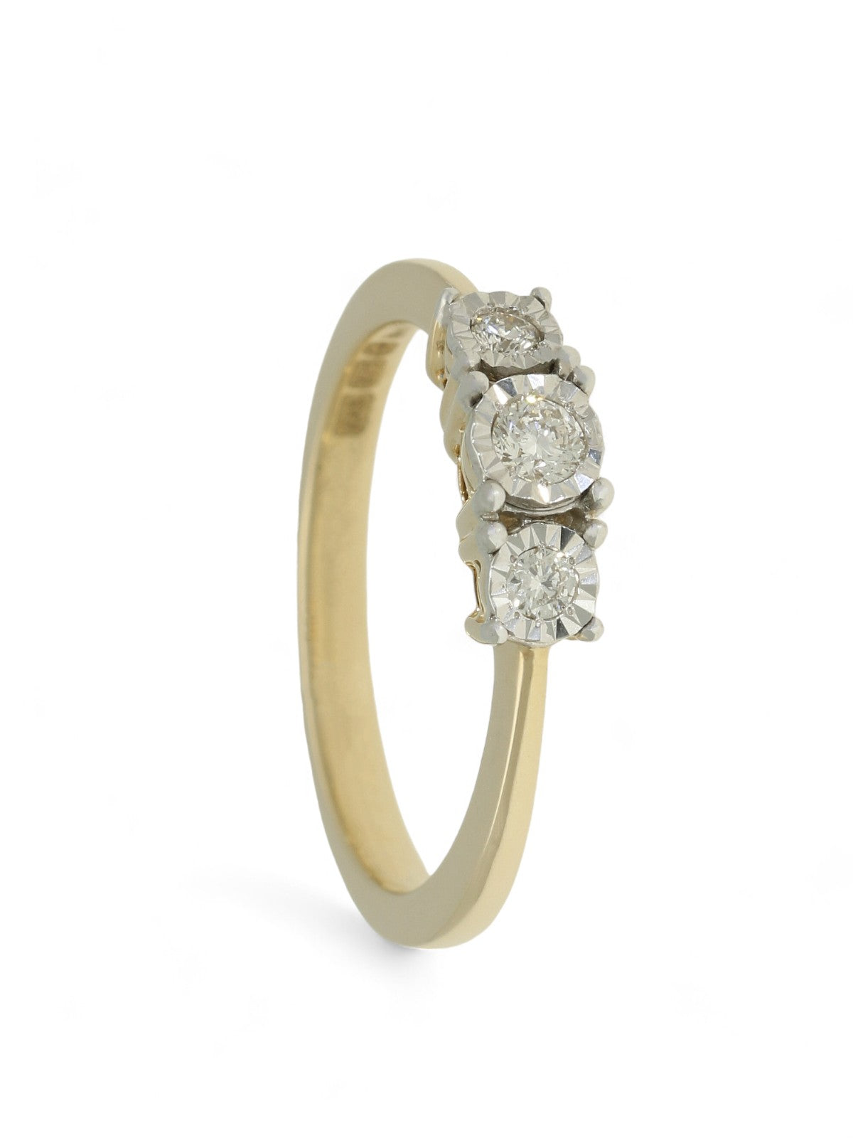 Diamond Three Stone Miracle Plate Ring 0.15ct Round Brilliant Cut in ...