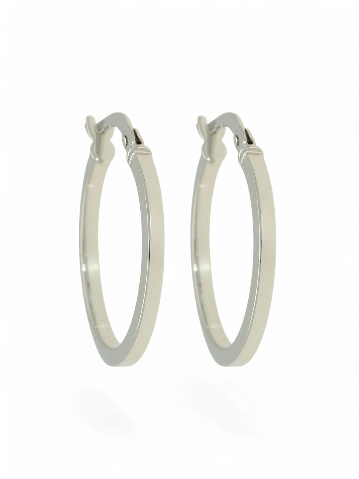Polished Square Tube Hoop Earrings 17mm in 9ct White Gold - Brufords ...