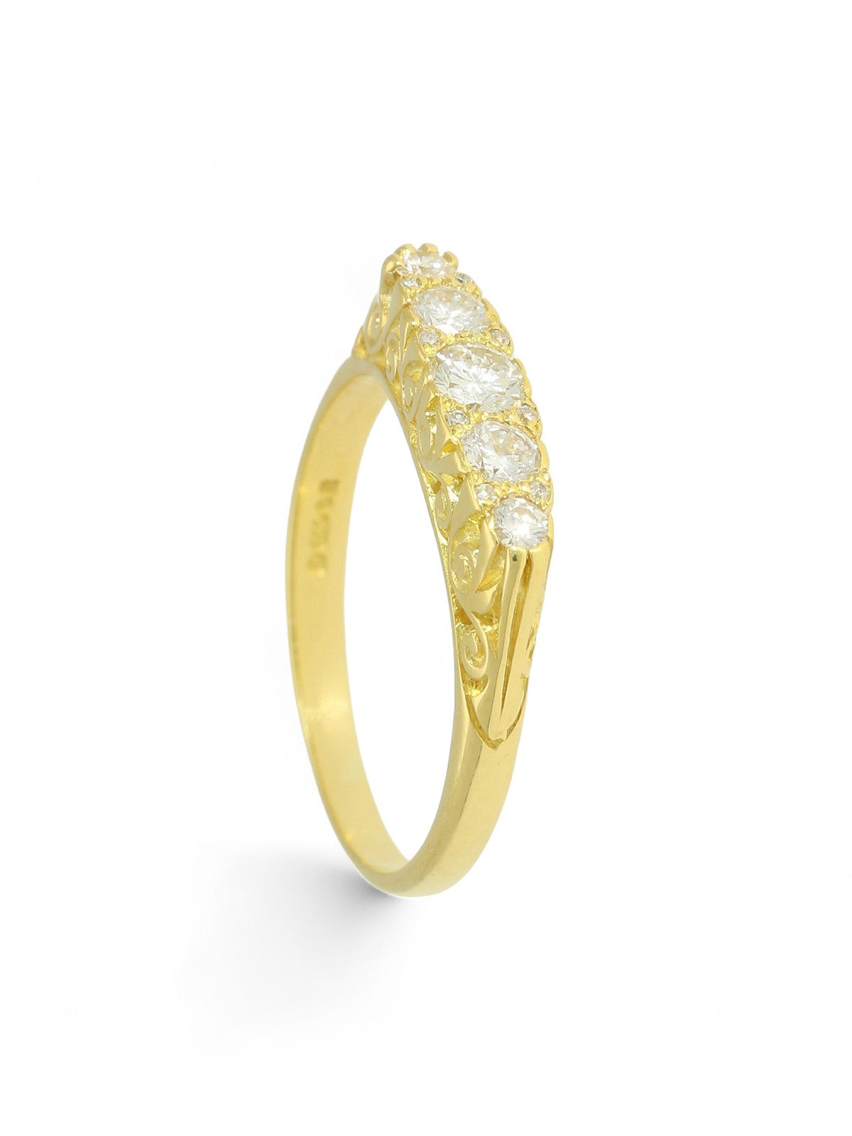 Pre Owned Graduated Design Diamond Set Ring in 18ct Yellow Gold - W ...